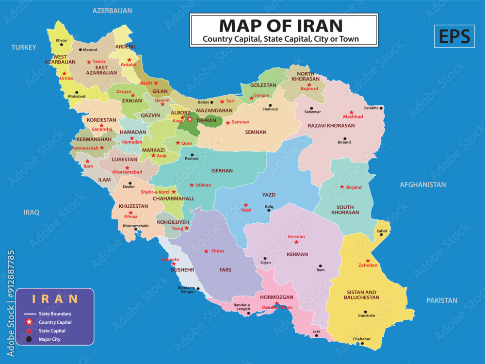 Geography politics map of countries. Map of country with capital, state ...