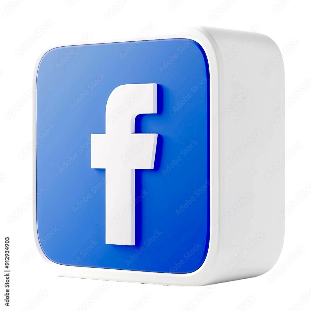 3d facebook logo box social media icon isolated on png transparent ...
