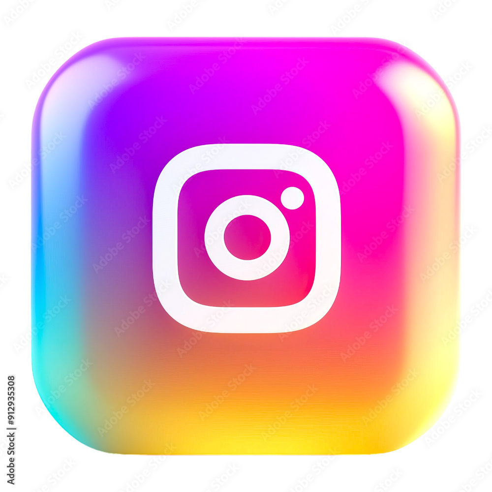instagram logo 3d front view vibrant gradient social media icon ...