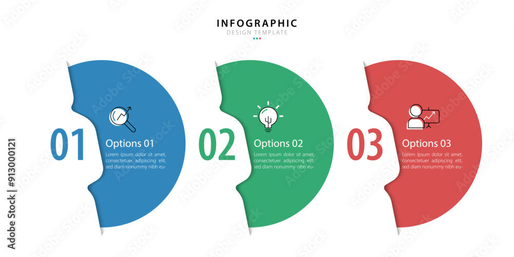 Business infographic template. 3 Step timeline journey. Process diagram ...