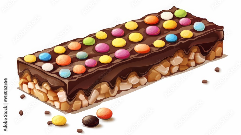Unhealthy candy bar, loaded with sugar, cartoon illustration, isolated ...