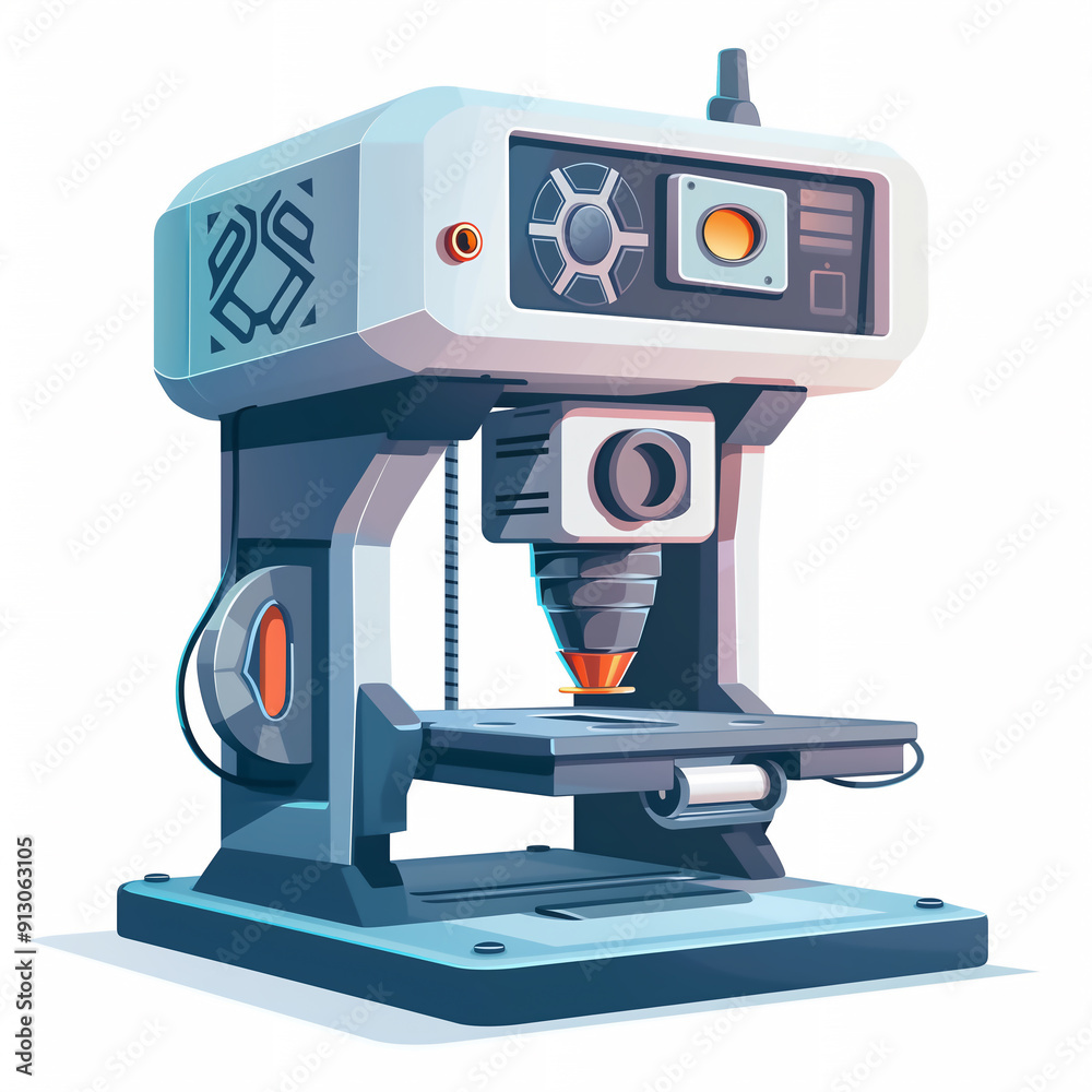 3D Printer Cartoon Vector for Ad Posters and Banners, Isolated 3D ...