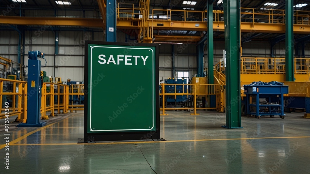 Sign safety factory blank template, presenting industrial safety to ...