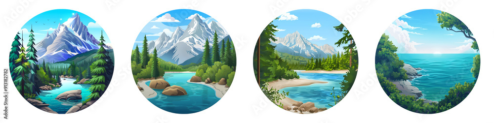 Lakeshore clipart collection, symbol, logos, icons isolated on ...