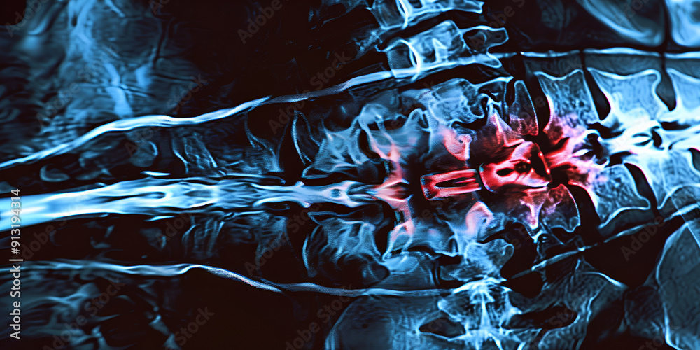 X-Ray of Spinal Cord with Injury Highlight, Spinal Cord Medical Imaging ...