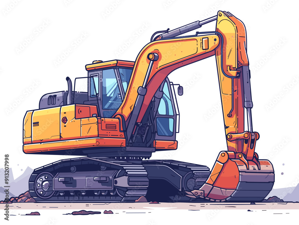 Excavator. Vector illustration in cartoon style. Construction equipment ...