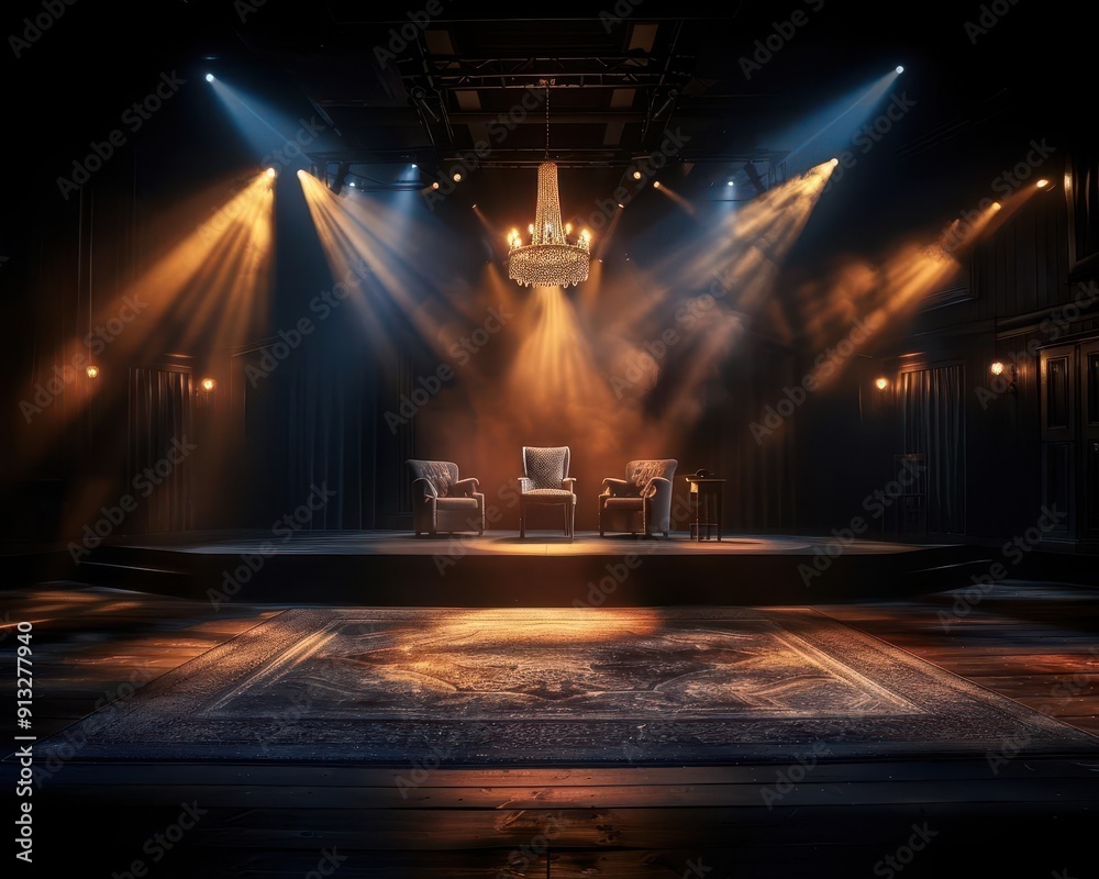 Stage setup with detailed props and lighting, capturing the magic of ...