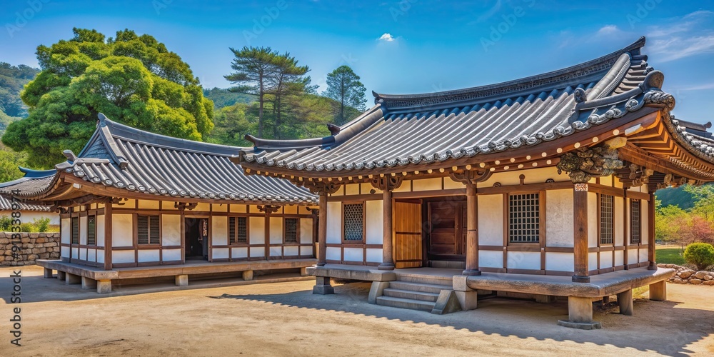 Traditional Korean Hanok house in the historic Hahoe Folk Village in ...