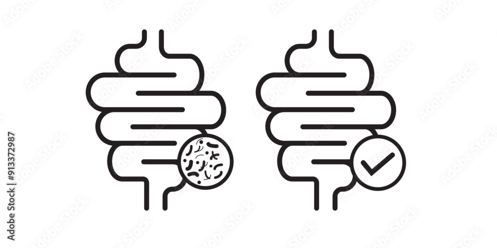 Intestine icon. Bowel symbol. Human anatomy, guts or intestinal tract ...