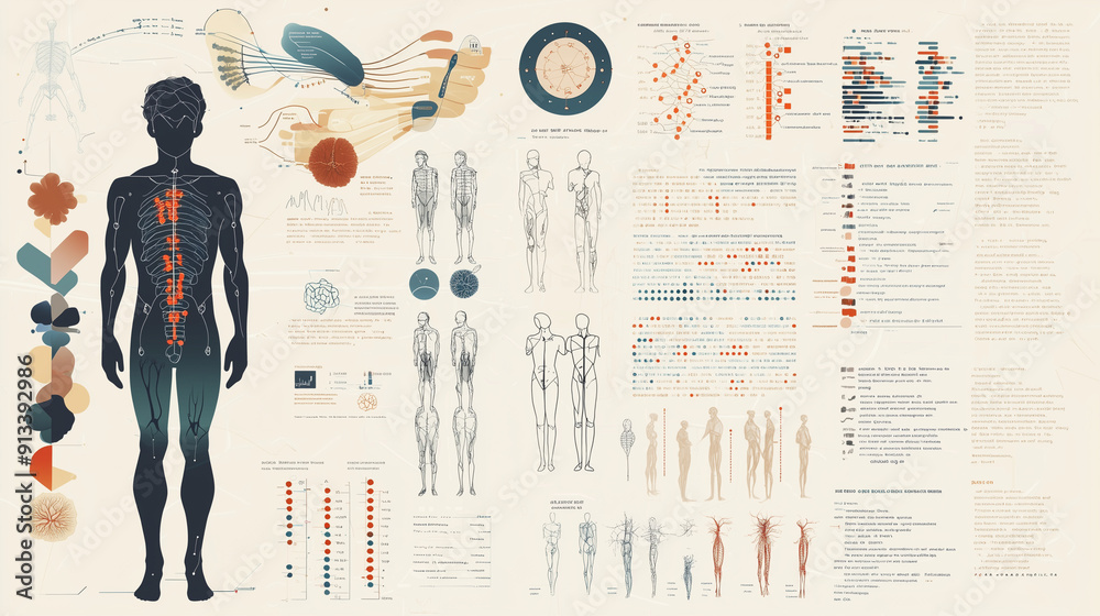 Infographic showing male physical traits connected to enlarged ...