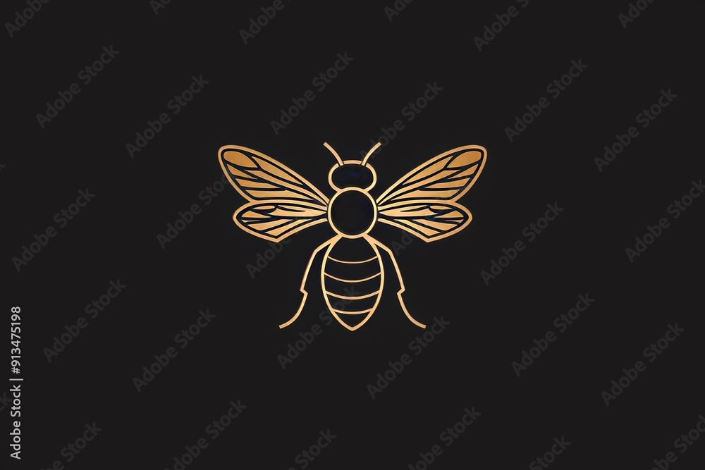 Minimalist bee illustration in 2D vector style, clean and basic design ...