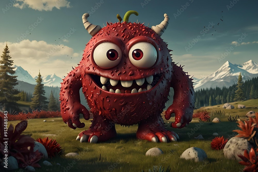 Cranberry fantasy monster cartoon model Stock Illustration | Adobe Stock