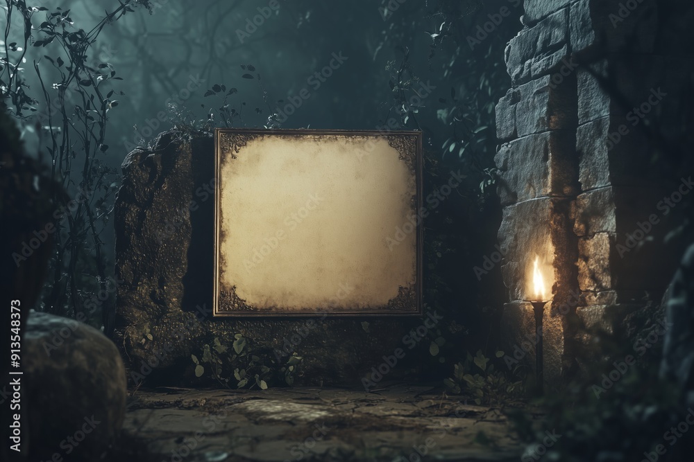 Fantasy Medieval Video Game Loading Screen Template with Aged Parchment ...