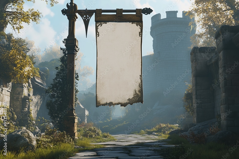Fantasy Medieval Video Game Loading Screen Template with Aged Parchment ...