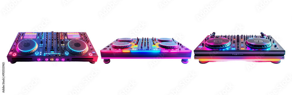 DJ turntables isolated on transparent background, essential equipment ...