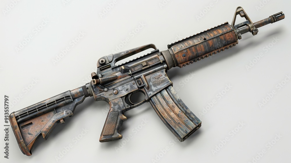 M4 carbine, 3D illustration, realistic, isolated on white background ...