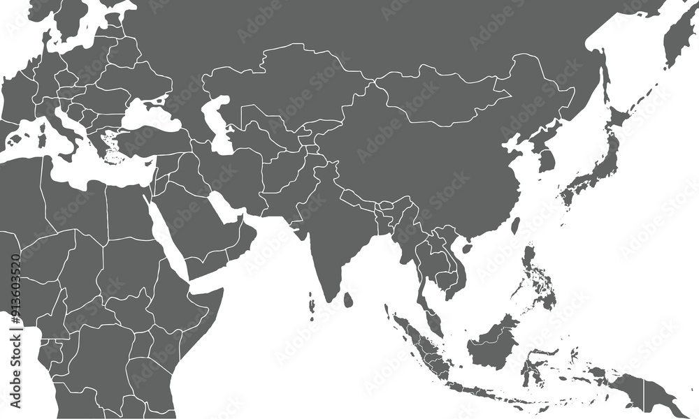 Political Asia Map vector illustration isolated on white background for ...