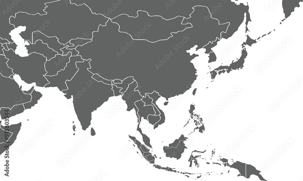 Political Asia Map vector illustration isolated on white background for ...