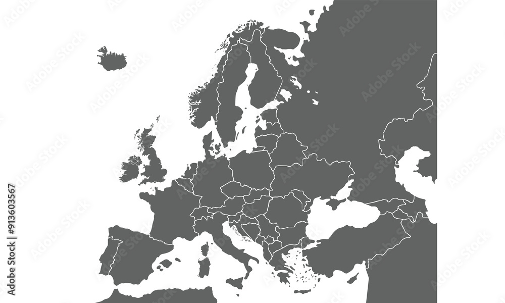 Political Europe map vector illustration isolated on white background ...