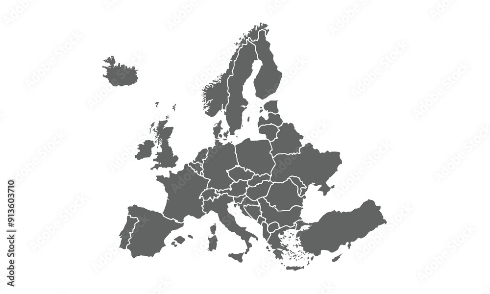Political Europe map vector illustration isolated on white background ...