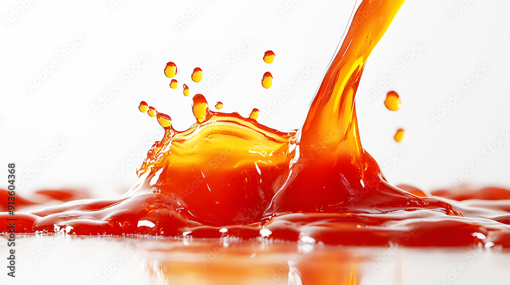 Light orange chili sauce or ketchup, smear of barbecue sauce splash or ...