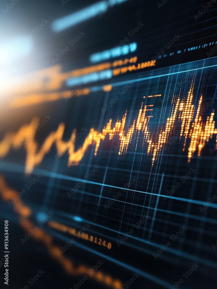 Dynamic financial chart displaying market trends with vibrant colors ...