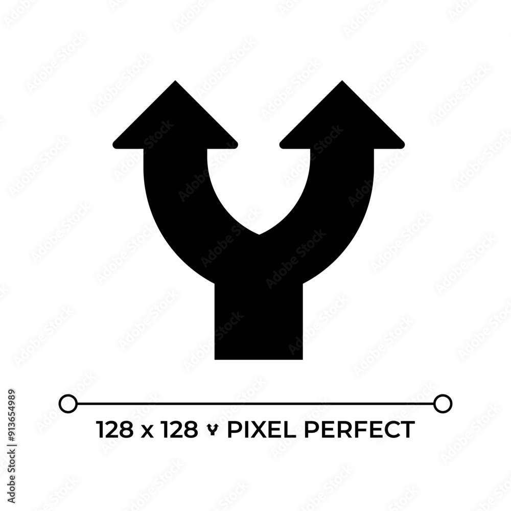 Split arrow black glyph icon. Arrow branching upwards. Representing ...