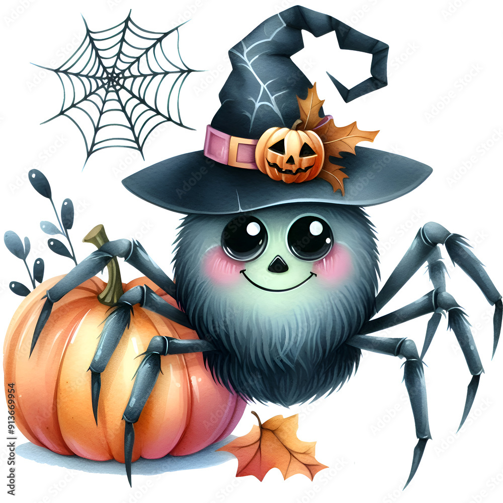 Cute Halloween Spider Clipart, Kawaii Spider, Adorable Halloween Spider ...