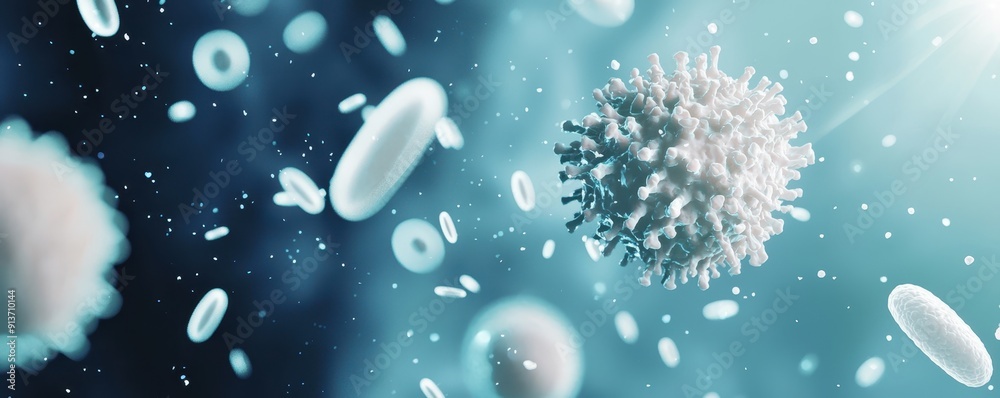 Macrophage and White blood cell attacking bacteria, immune system, high ...