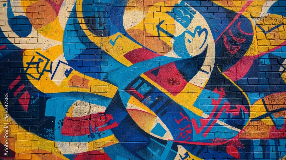 Ilustración de Stock Ainu calligraphy integrated into an urban mural ...