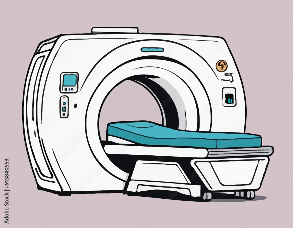 CT scanner or MRI scanner clipart cartoon style. Computed tomography ...