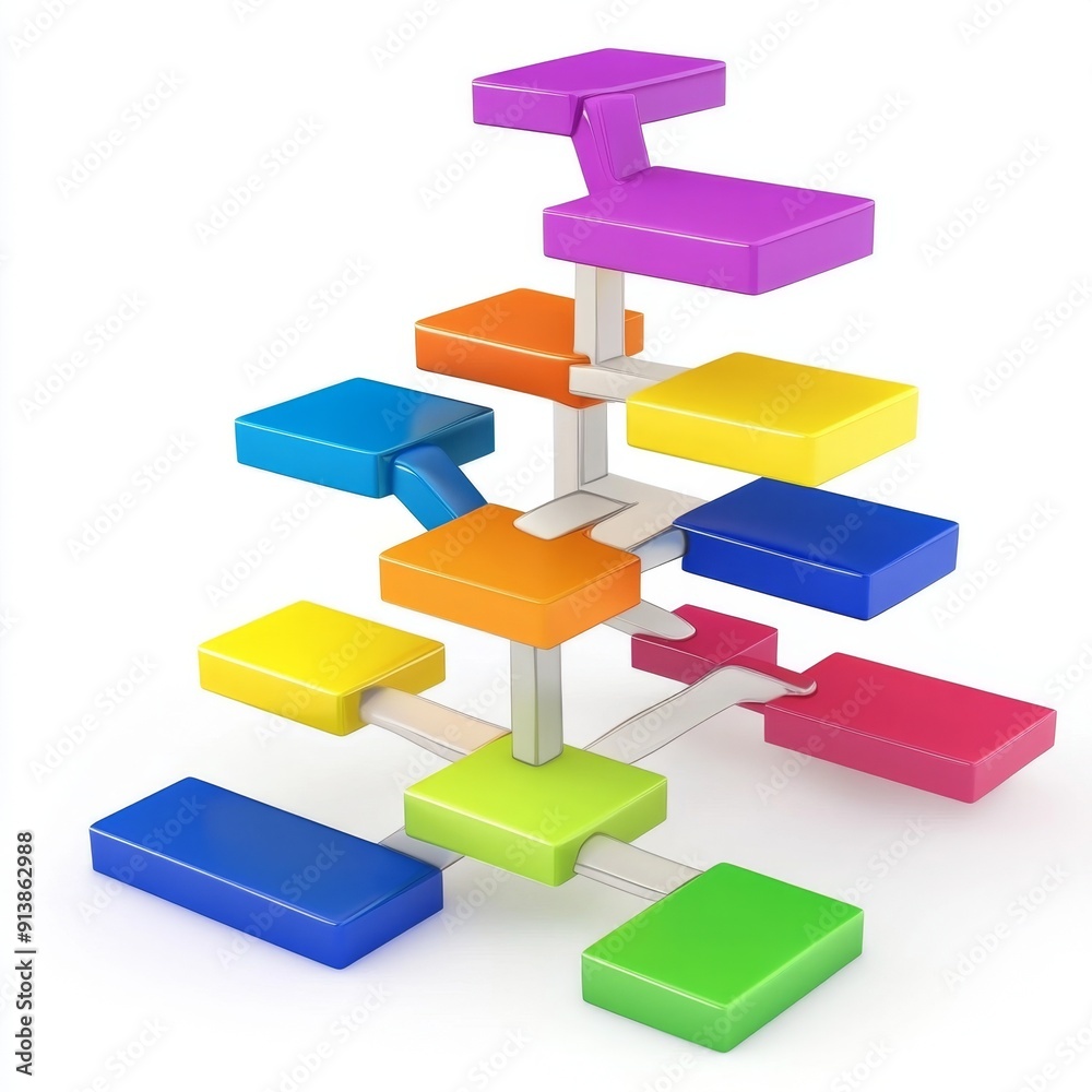 Colorful Organizational Chart Structure Visualized on White Background ...