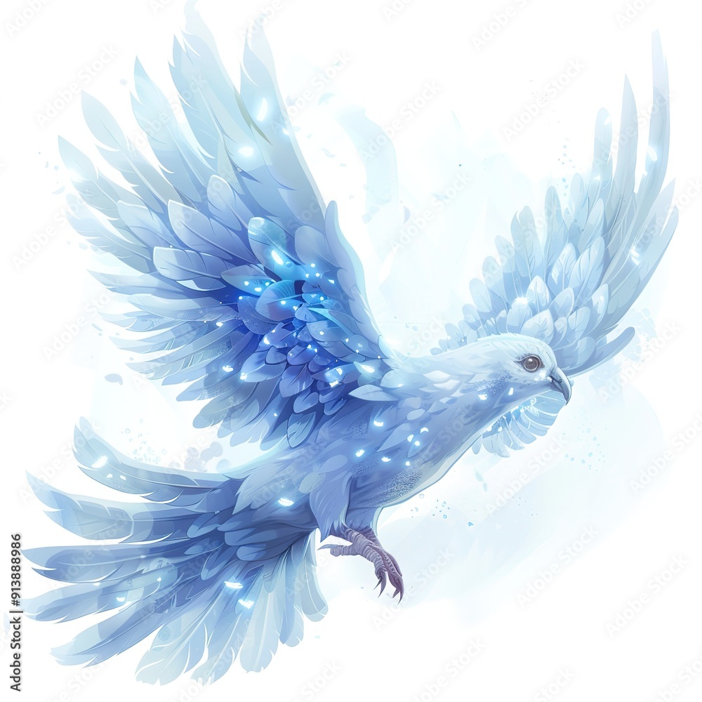 Dove Light element fantasy cartoon isolated whitebackground 16:9 Stock ...