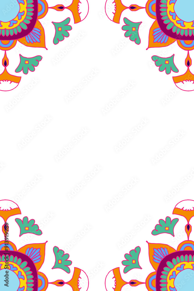 Colorful Indian rangoli png border frame Stock Illustration | Adobe Stock