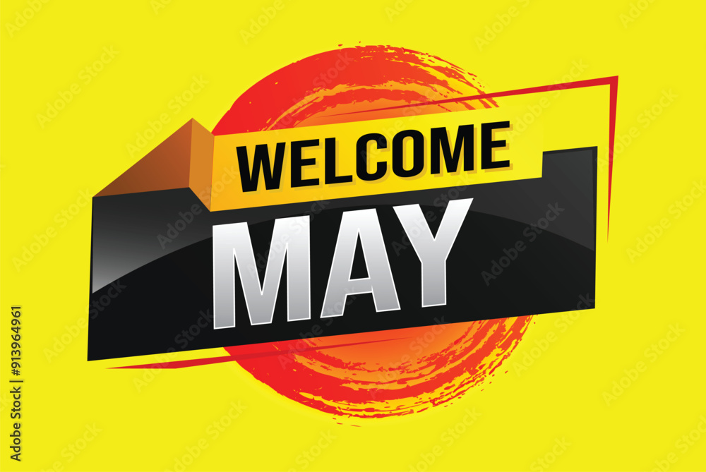 welcome May word text concept icon logo sign symbol vector note 3d ...