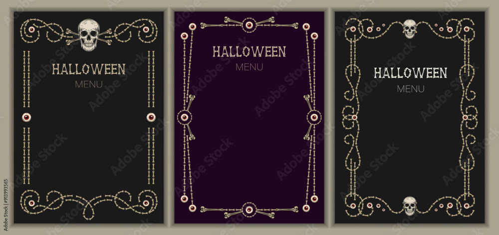 Set of vintage frames made with bones, skull, creepy eyes. Good for ...