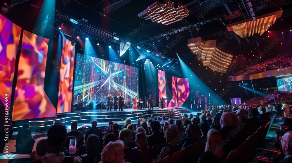 Foto de Stock Award ceremony taking place on stage with a large led ...