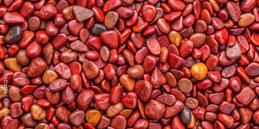 Richly textured red pebble stone background with subtle gradient and ...