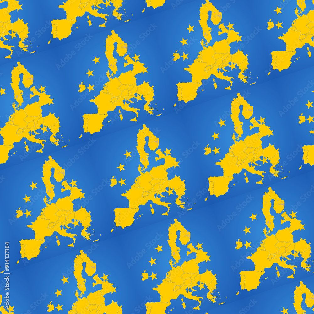 seamless texture pattern European Union flag background, blue and ...