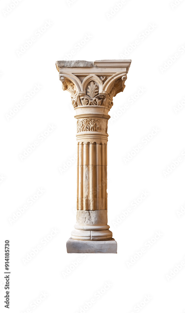 Medieval pillar with decorative features. Ancient Roman column design ...