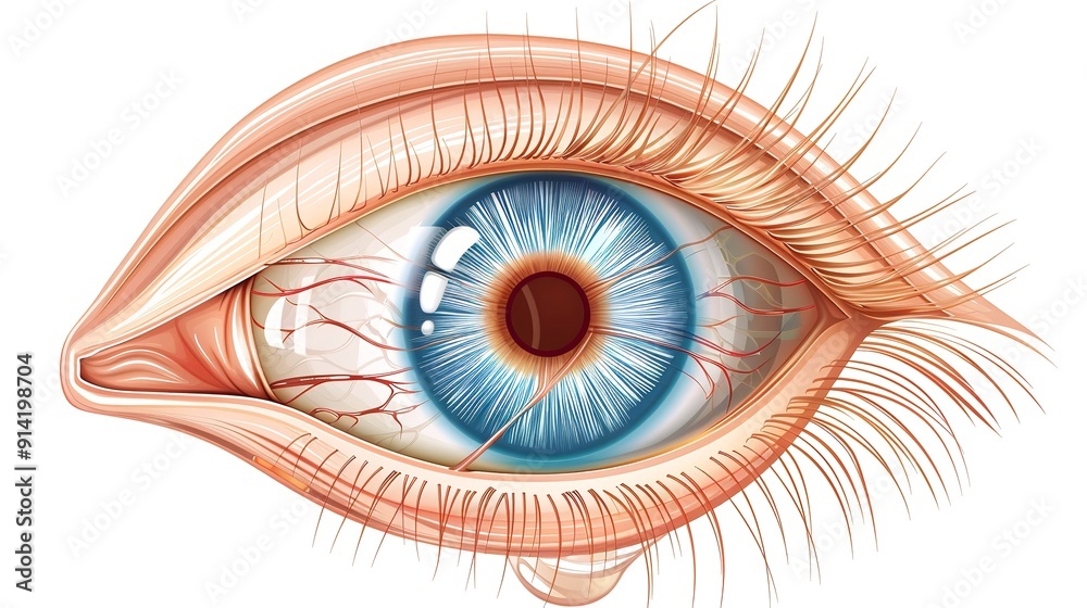 Realistic vector depiction of the interior structure of the human eye ...