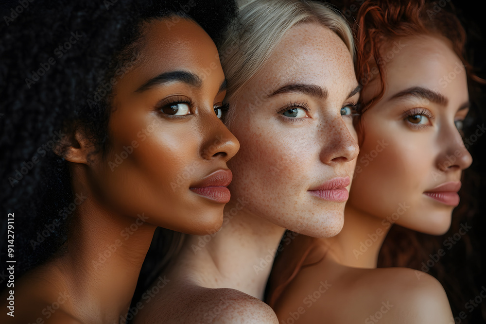 Photo featuring three women with diverse skin tones, freckles, and hair ...