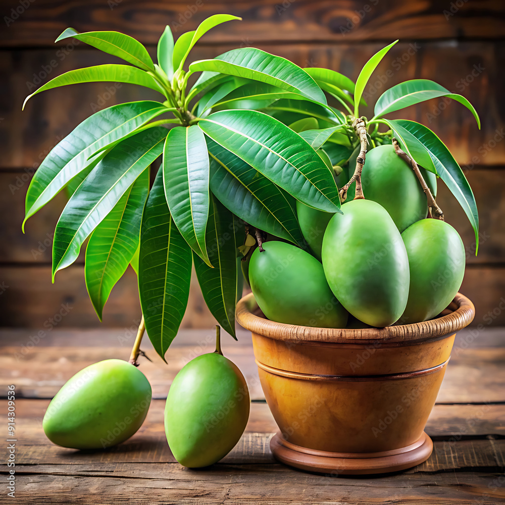 Fresh Green Mangoes Vector illustration isolated on white background ...