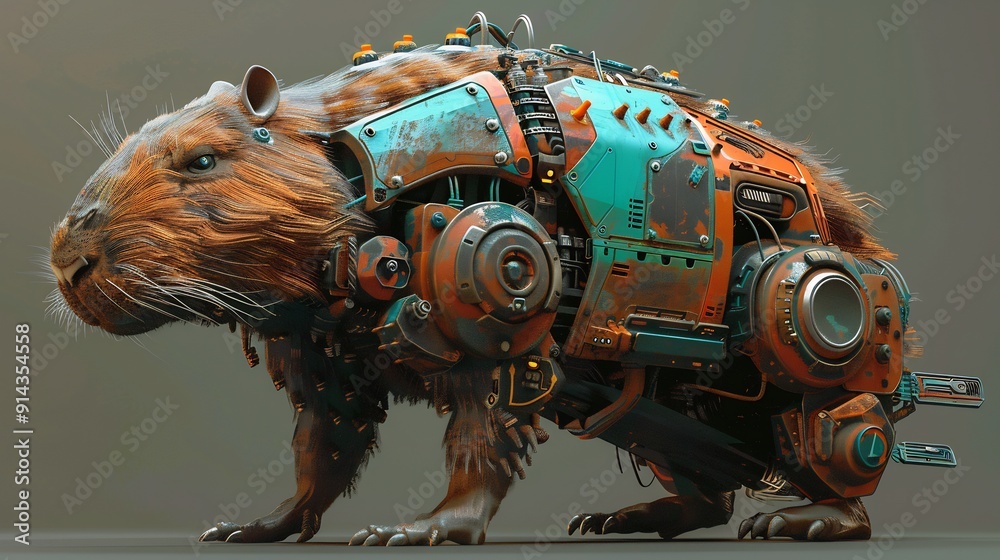 Cyberpunk Capybara: A Rusty Mechanical Beast Stock Illustration | Adobe ...
