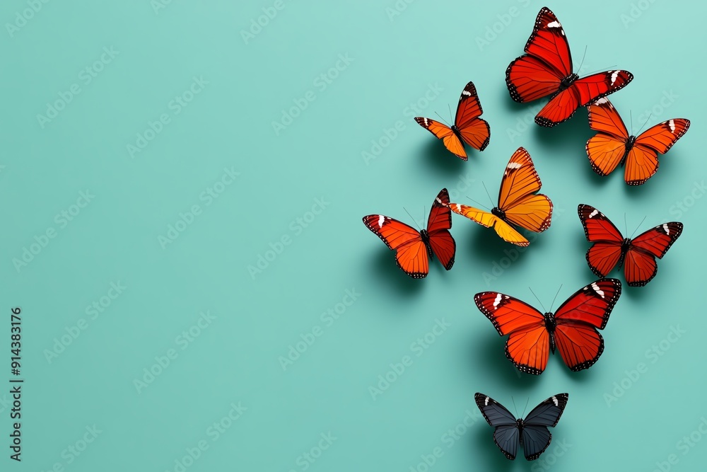 Butterfly migration flat design front view annual journey theme water ...