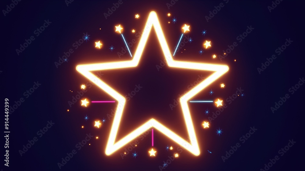 Vibrant Neon Star Frame Border Illustration on Dark Background Stock ...