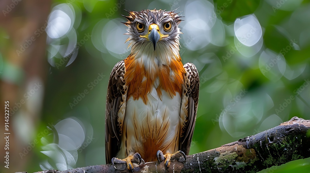 Philippine Eagle Pithecophaga jefferyi perched majestically towering ...