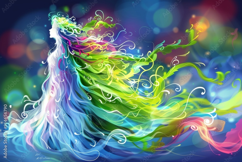 Whimsical digital flames dance in a vivid display of colors celebrating ...
