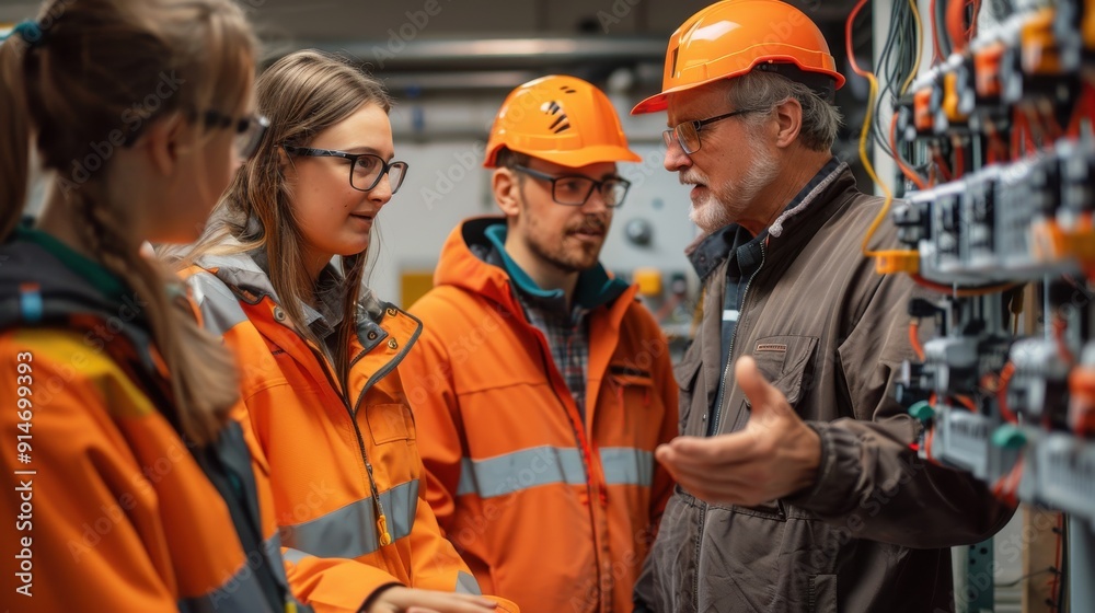 A teacher instructs apprentice electricians on electrical safety ...