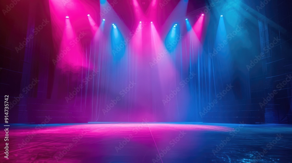 Modern dance stage lighting background with bright spotlights for ...